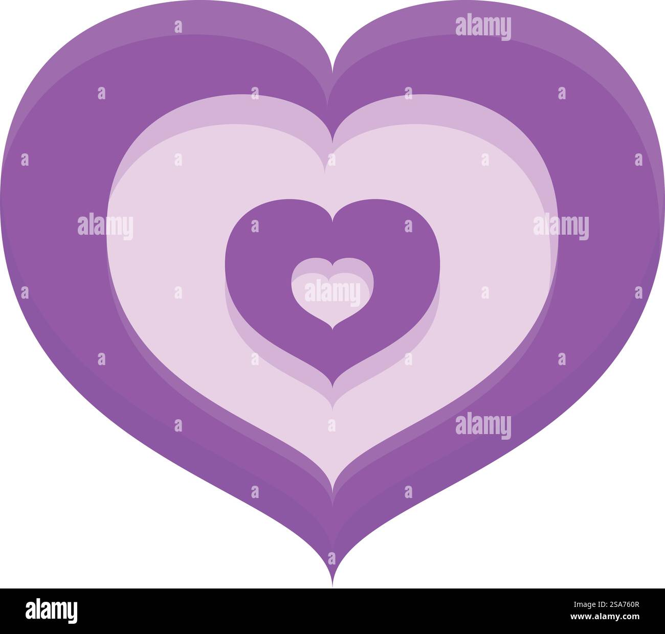 Purple heart forming a concentric shape expressing love, affection and ...