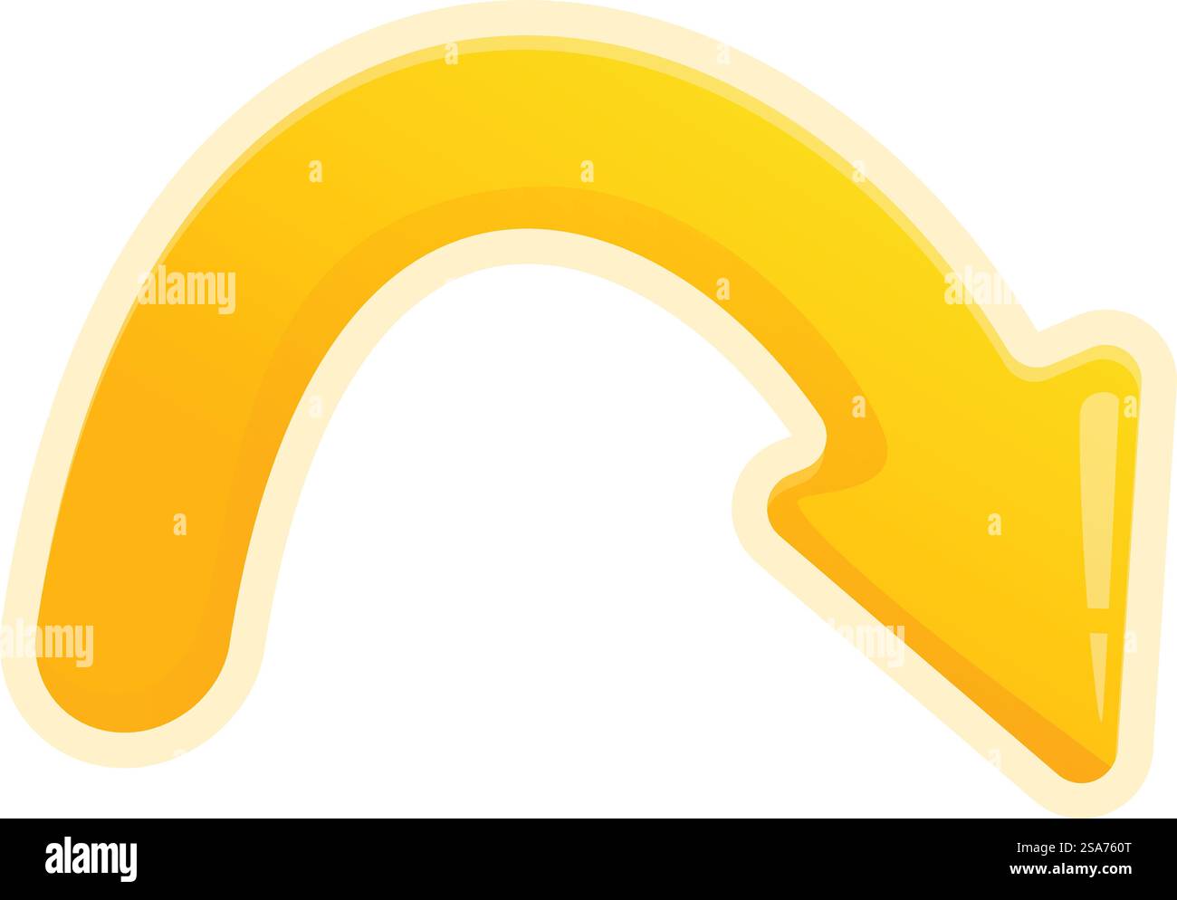 Shiny yellow arrow is pointing down and turning right. Yellow arrow pointing down and turning ...