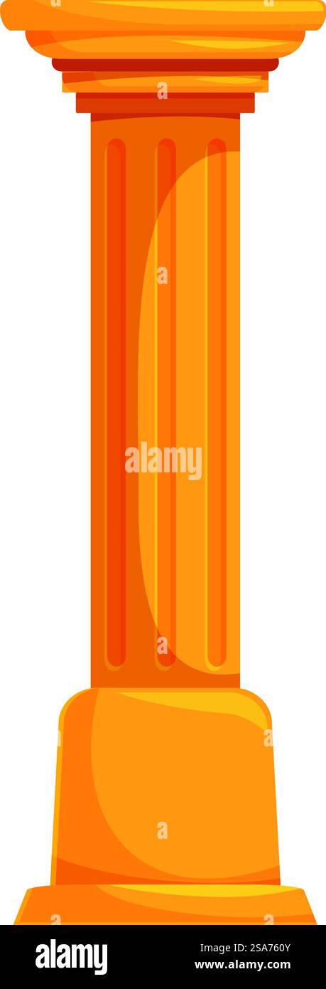 This cartoon style golden column embodies classical architecture ...