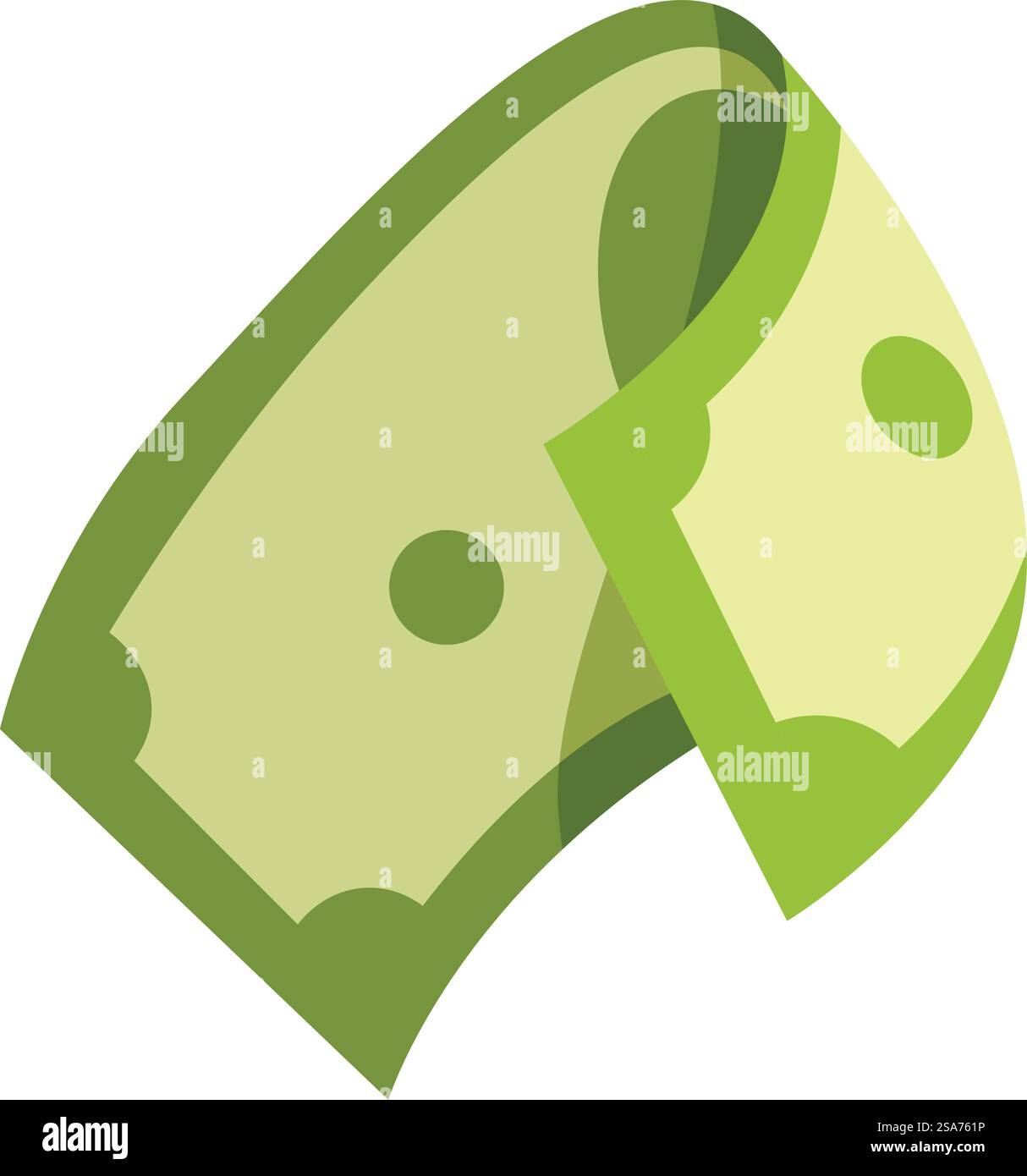 Green banknote is waving and flowing in the air. Green banknote waving ...