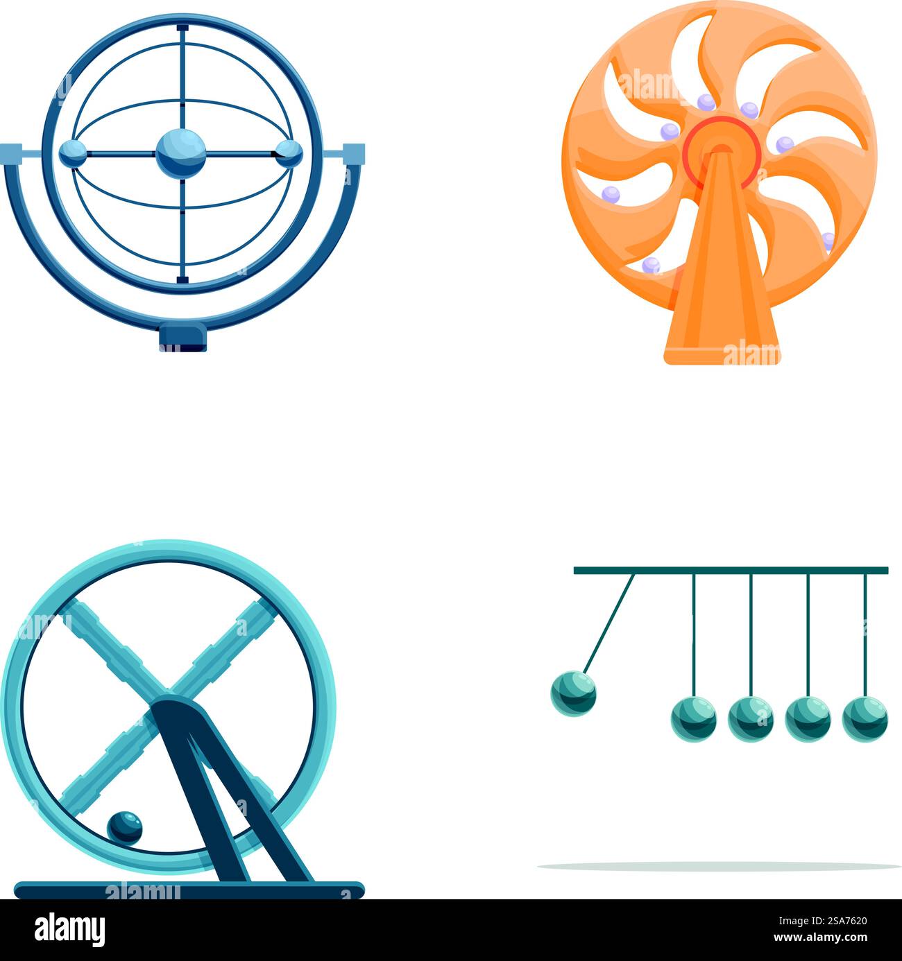 Perpetual energy icons set cartoon vector. Mechanical perpetual motion ...