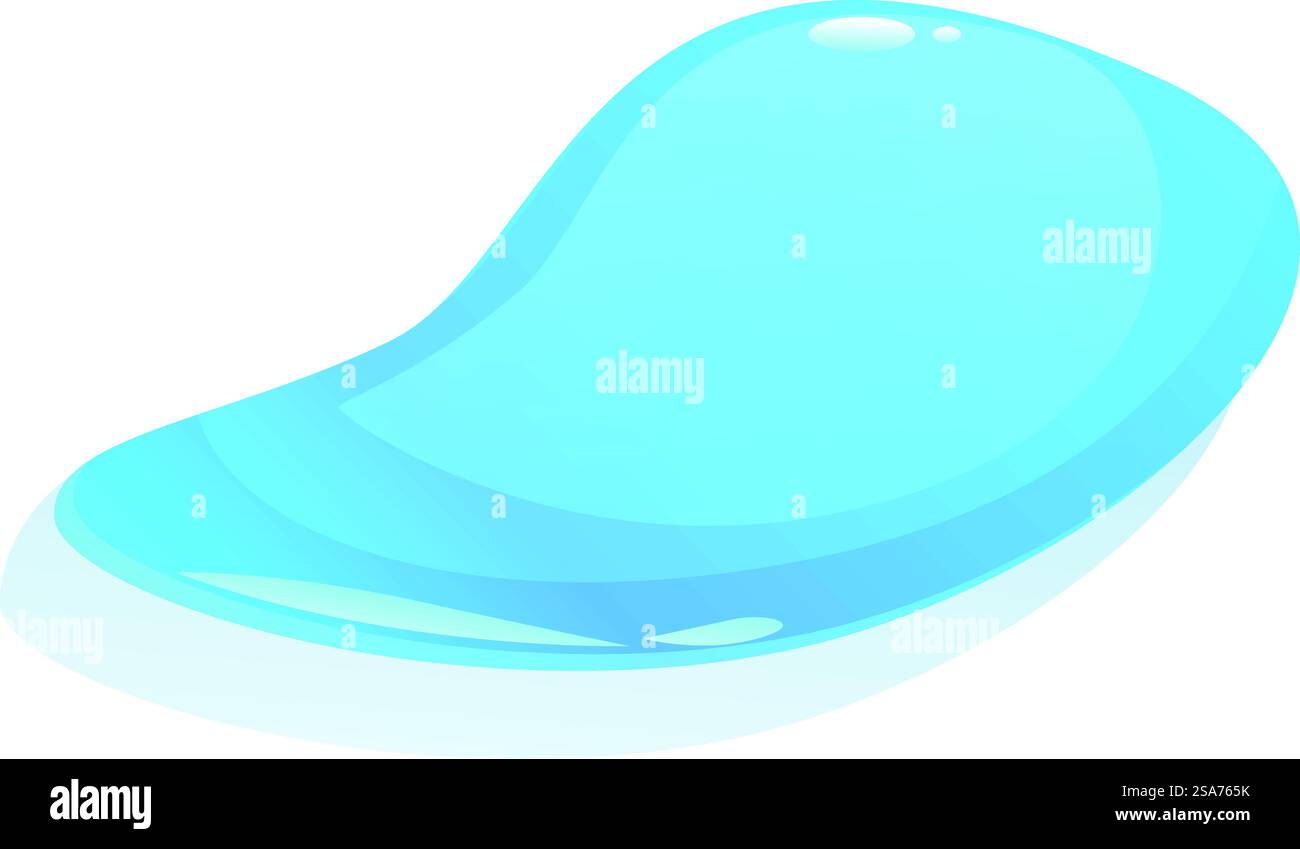 Cartoon blue water puddle spreading on a white background. Blue water ...