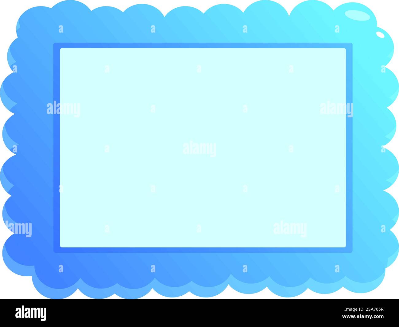 Light blue wavy picture frame creating a blank square shape ready for ...