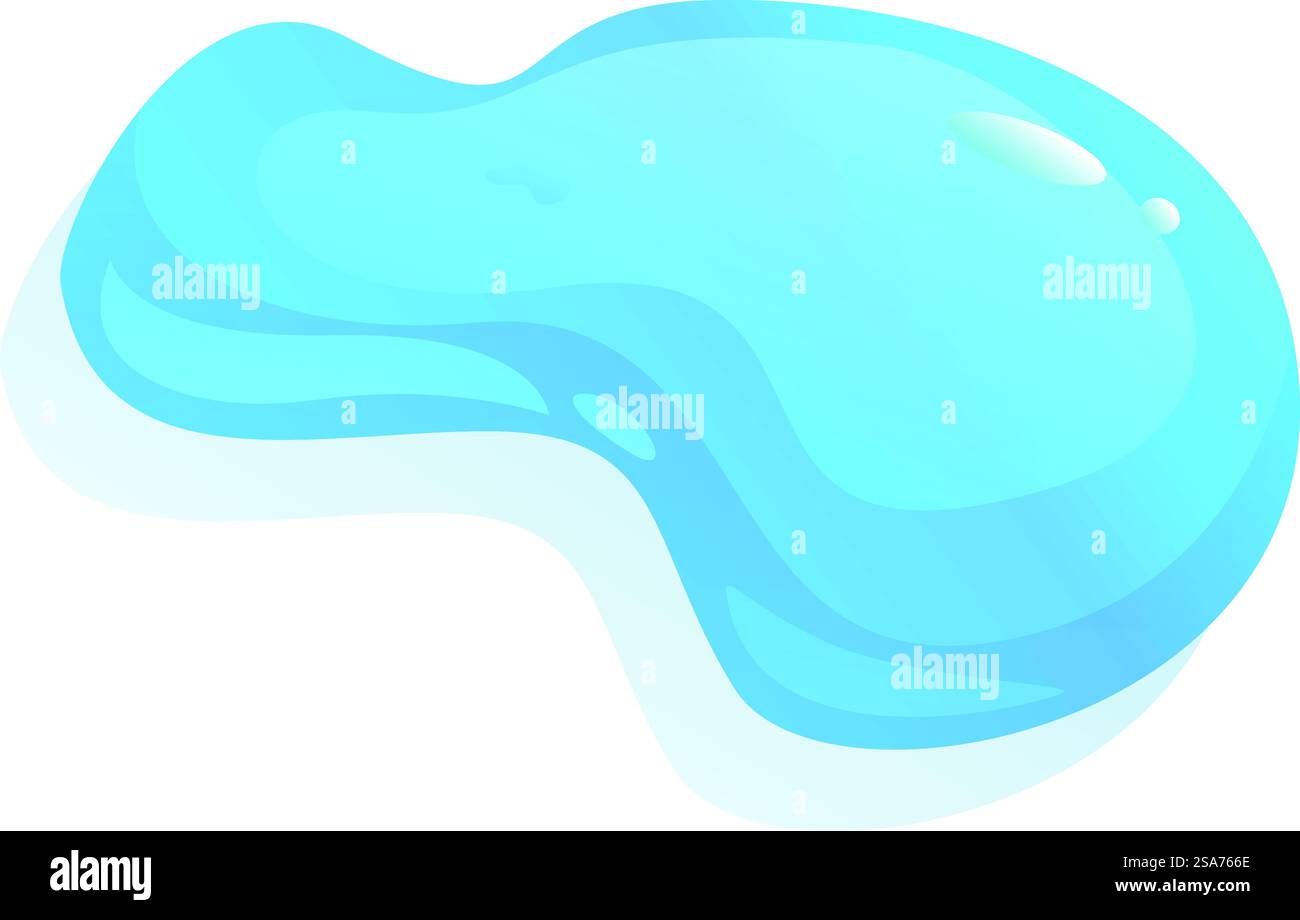 Cartoon blue liquid puddle spreading on white background. Blue liquid ...