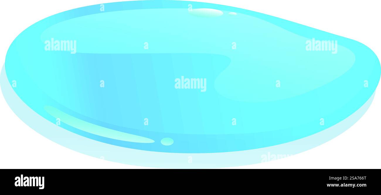 Cartoon puddle of water spreading on a flat surface. Blue water puddle ...