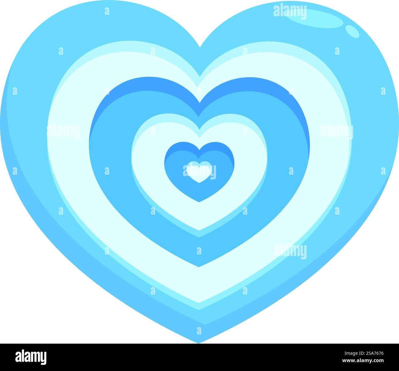 Blue heart repeating its shape inside itself hi-res stock photography ...