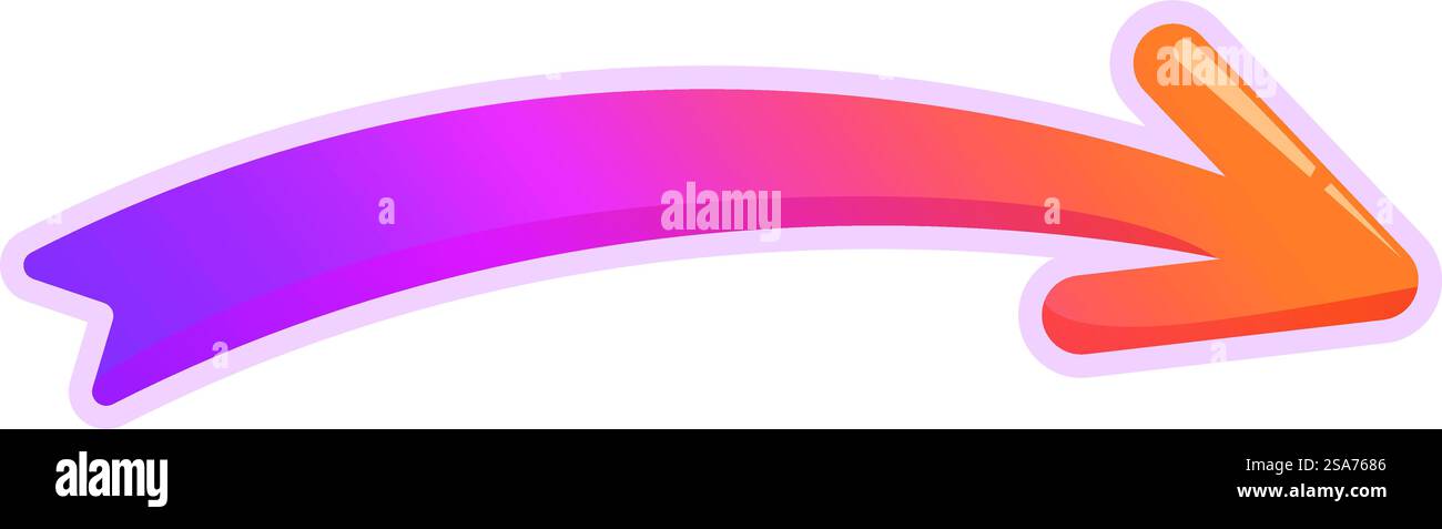 Colorful curved arrow pointing left with a gradient from purple to ...