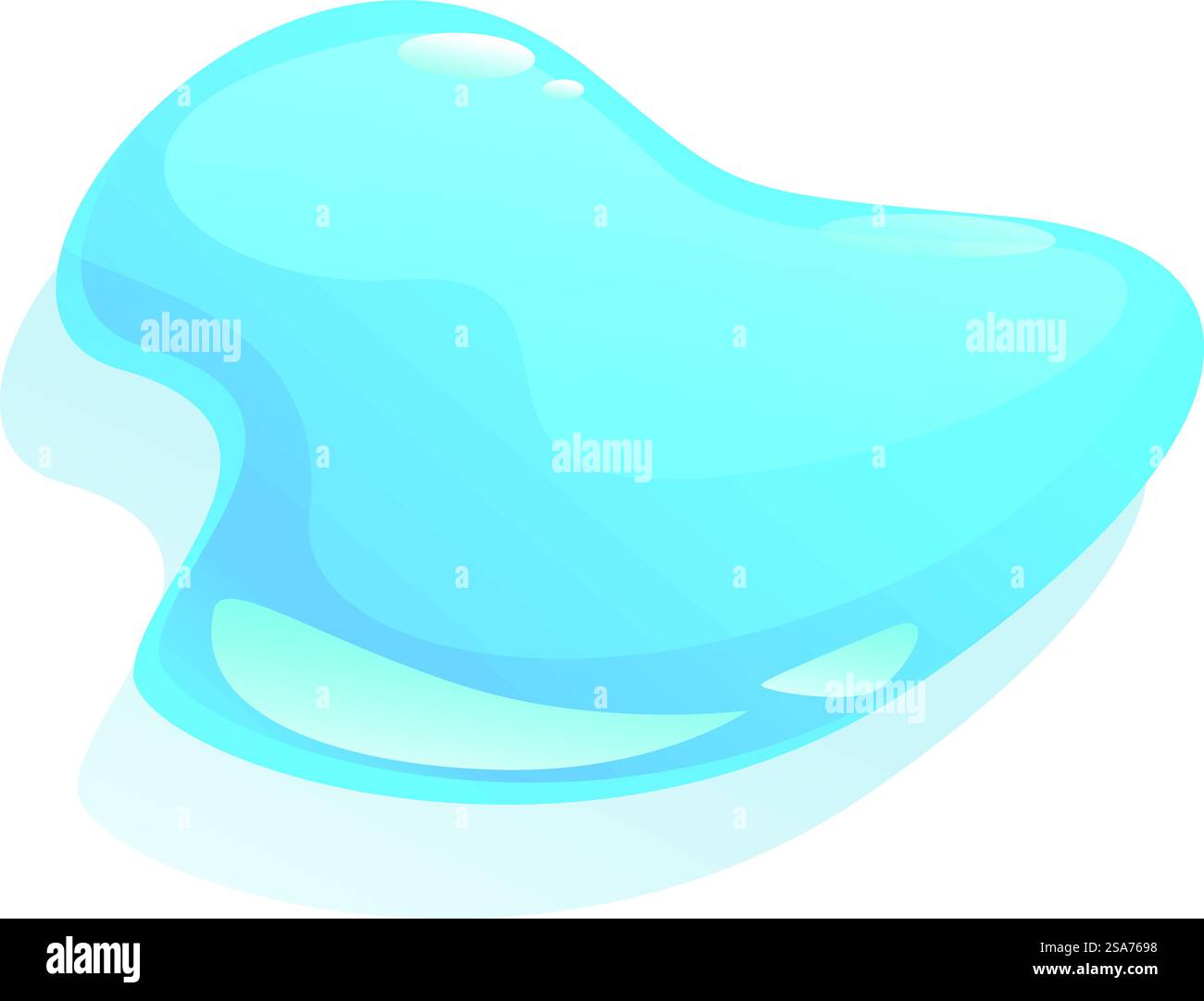 Cartoon blue liquid puddle spreading on a white background. Blue liquid ...