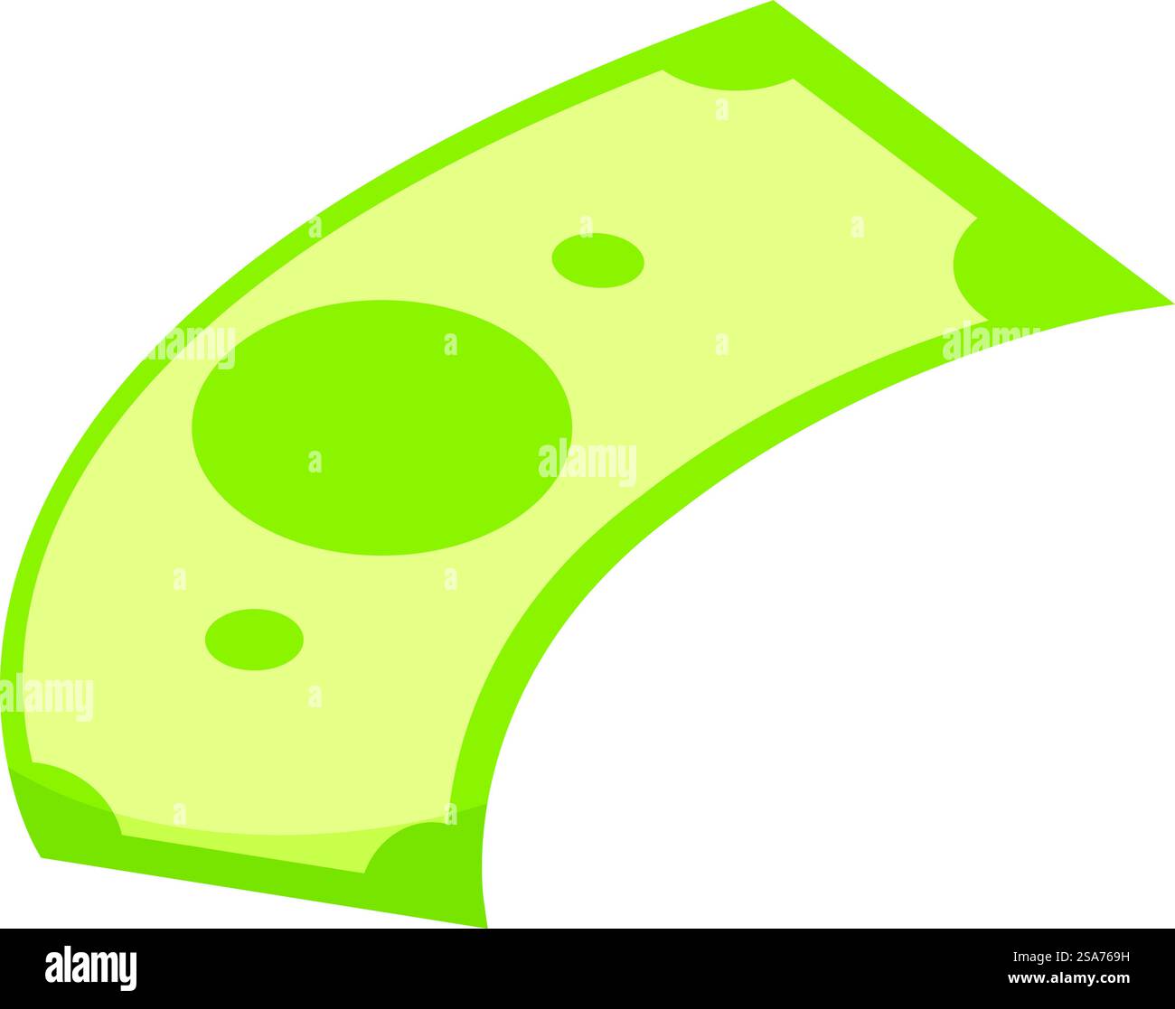 Green banknote is floating through the air, representing easy money ...