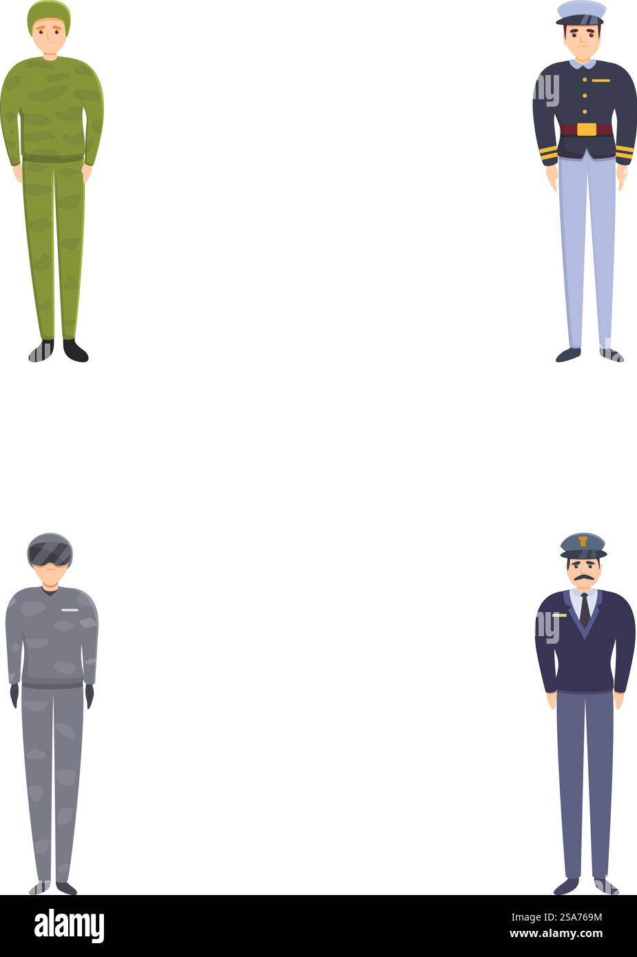 Military people icons set cartoon vector. Soldier and officer in army ...