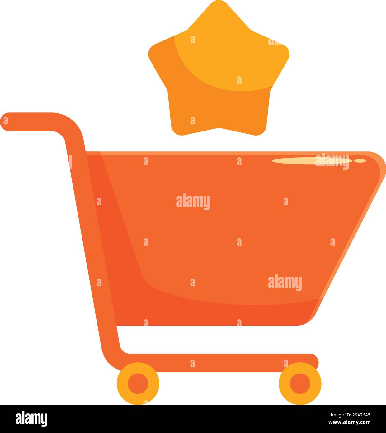 Orange shopping cart with a gold star floating above symbolizing a five ...