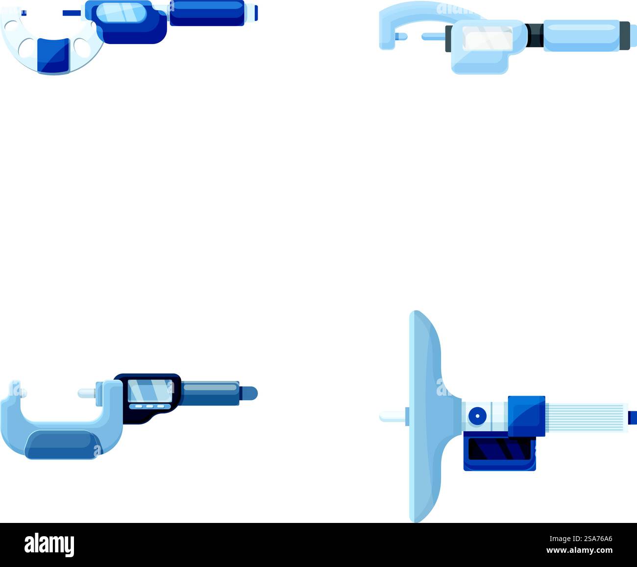 Digital caliper icons set cartoon vector. Laboratory electronic ...