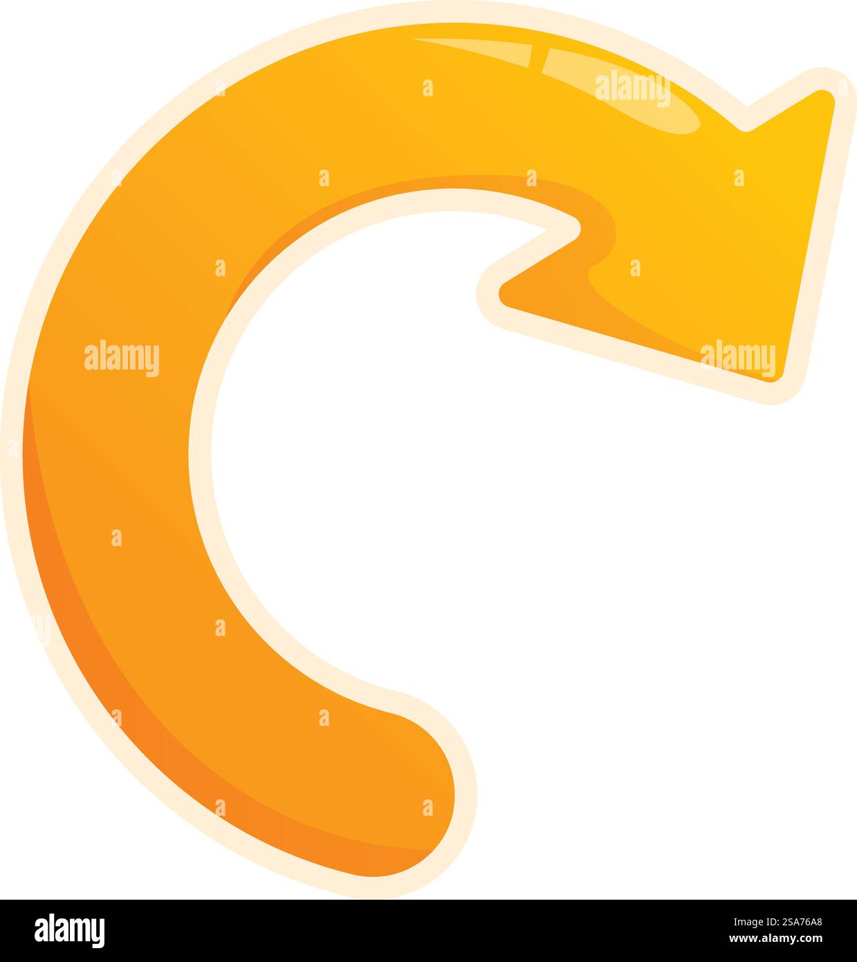 Cartoon style orange arrow forming a circle and pointing to the right ...