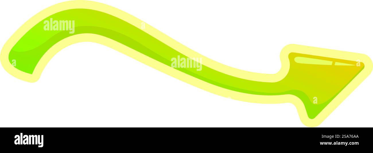 Green wavy arrow pointing to the right with a yellow border, useful for ...