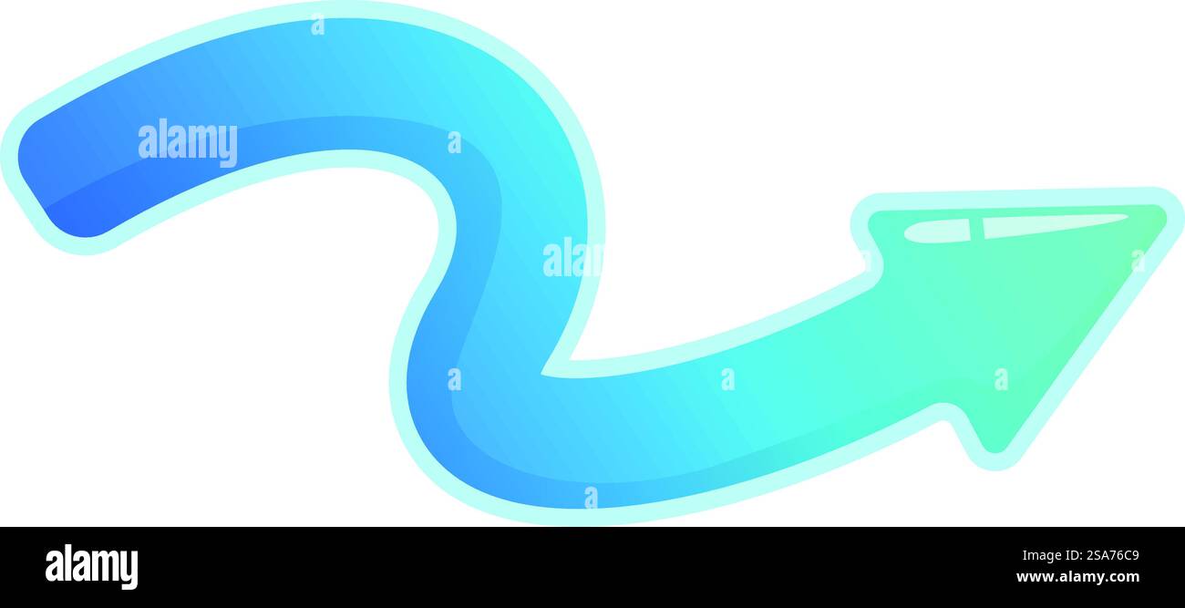 Blue arrow is winding its way forward, showing the way. Blue arrow ...