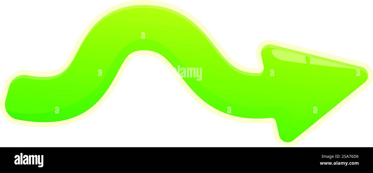 Green arrow pointing to the right following a winding path. Green arrow ...