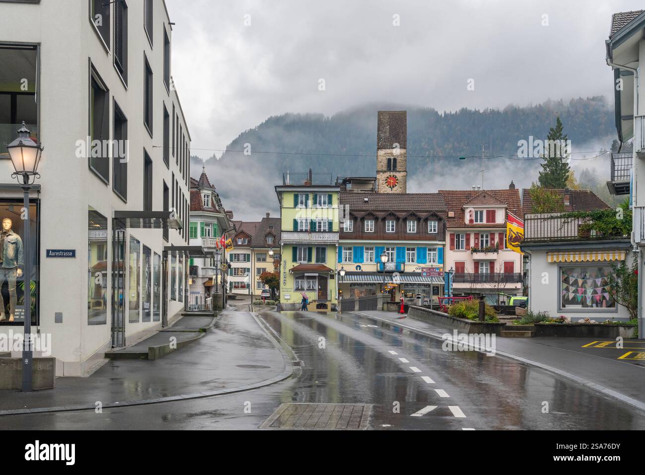 City street in downtown Interlaken, Switzerland, Europe Stock Photo - Alamy