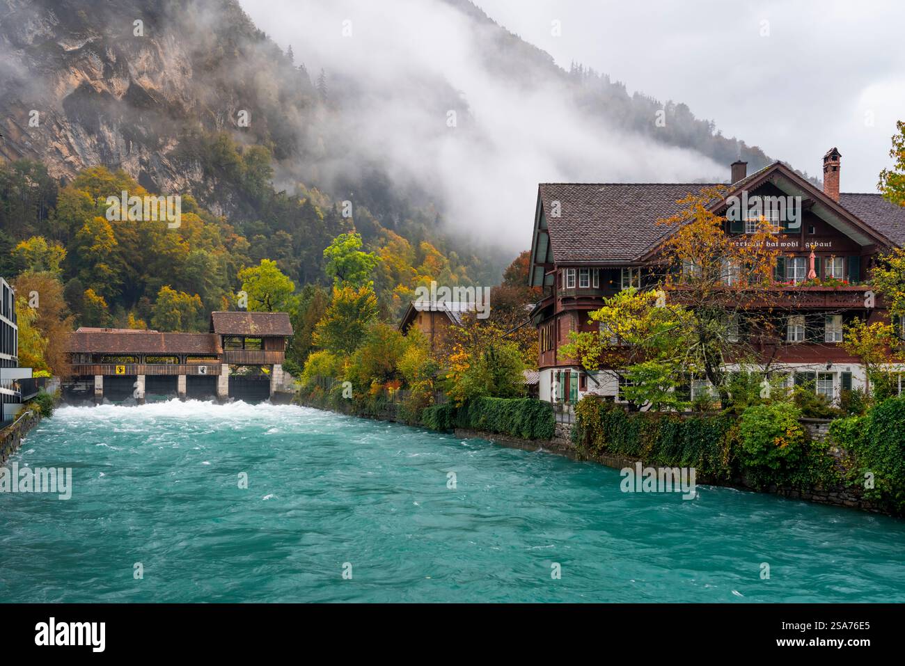 Water control structure with fall foliage color, Interlaken ...