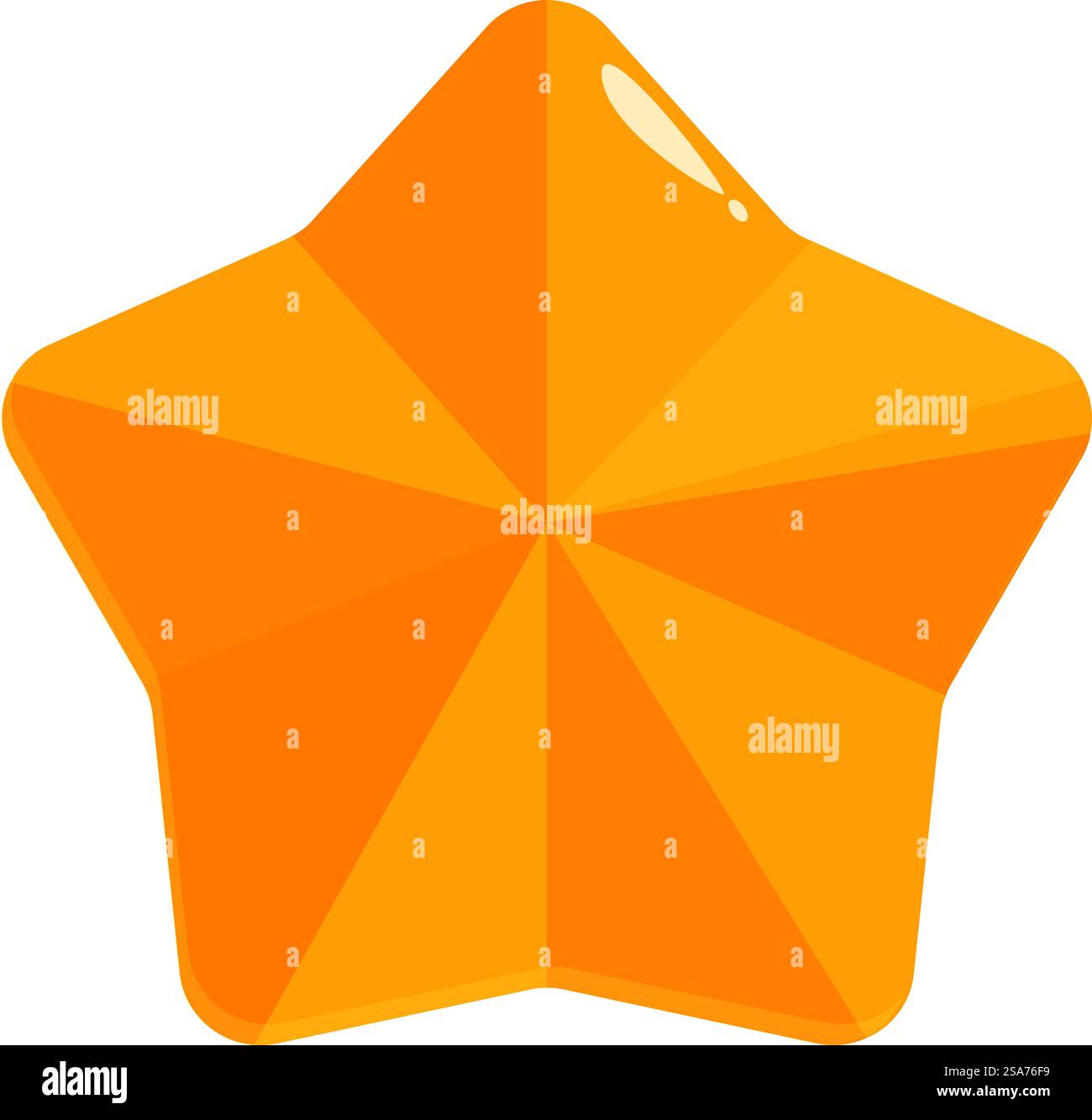 Shiny yellow star with bevelled edges is appearing on white background ...