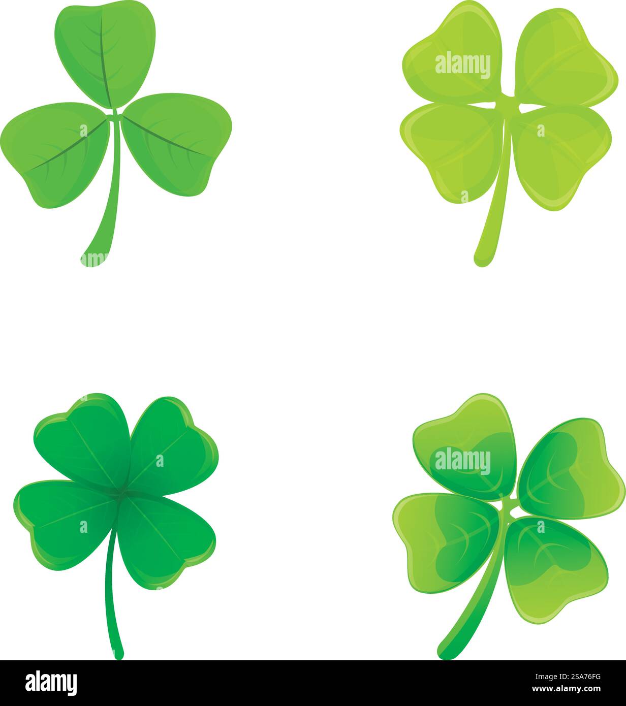Various clover icons set cartoon vector. Green clover with four leaf ...