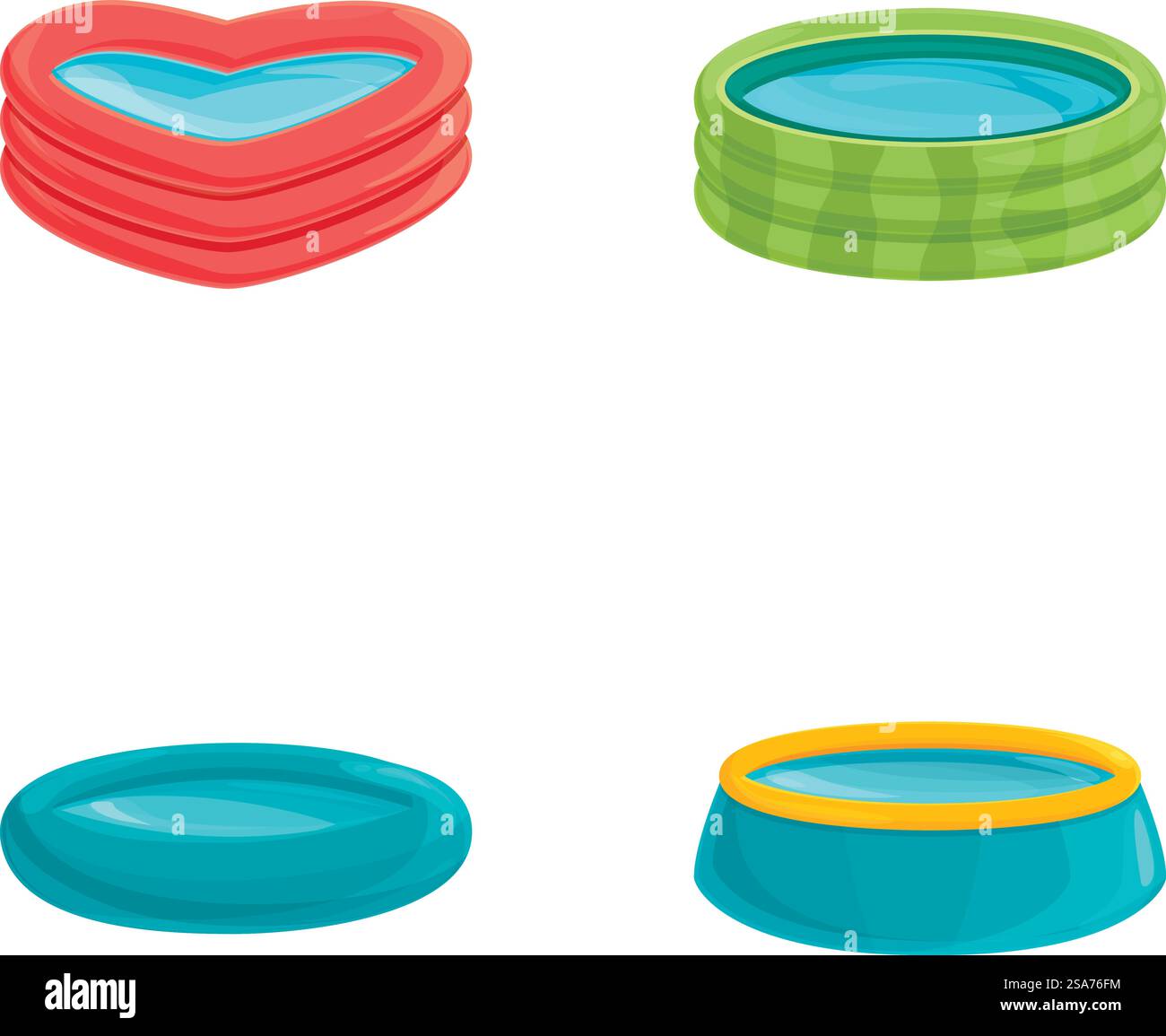 Inflatable pool icons set cartoon vector. Swimming pool of various ...