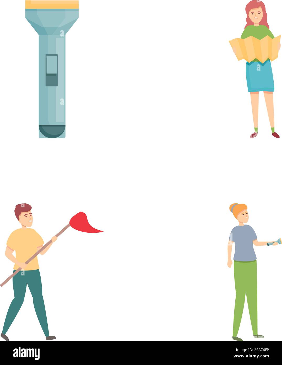 Orienteering icons set cartoon vector. People with sport orienteering equipment. Hobby, active ...