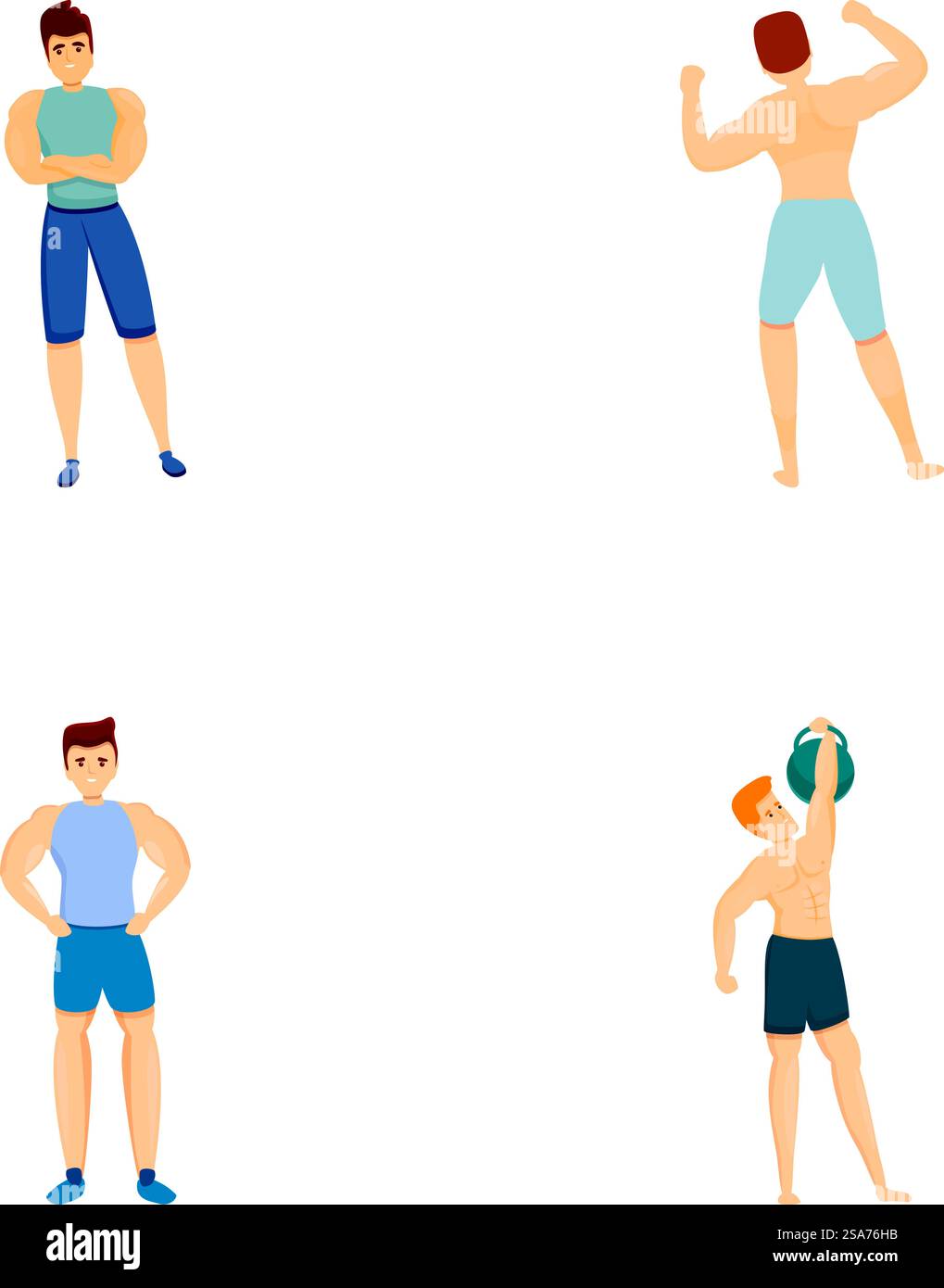 Strength training icons set cartoon vector. Man and woman during ...