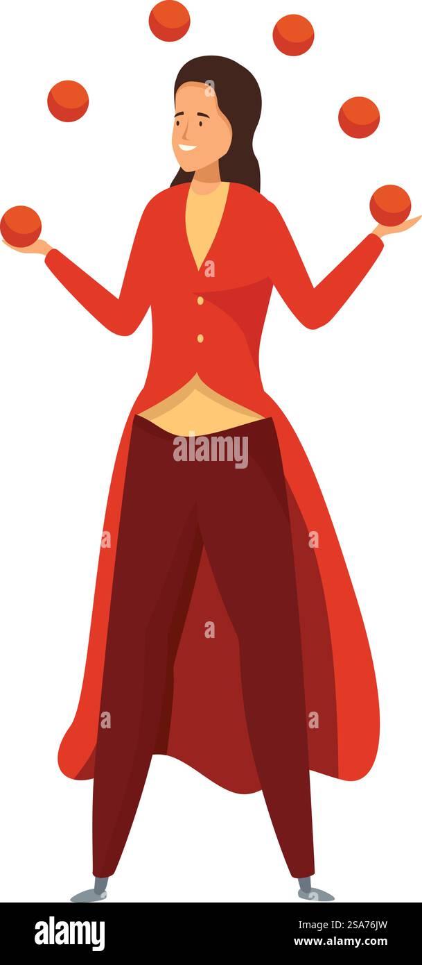 Circus performer entertaining audience by juggling balls, talented ...