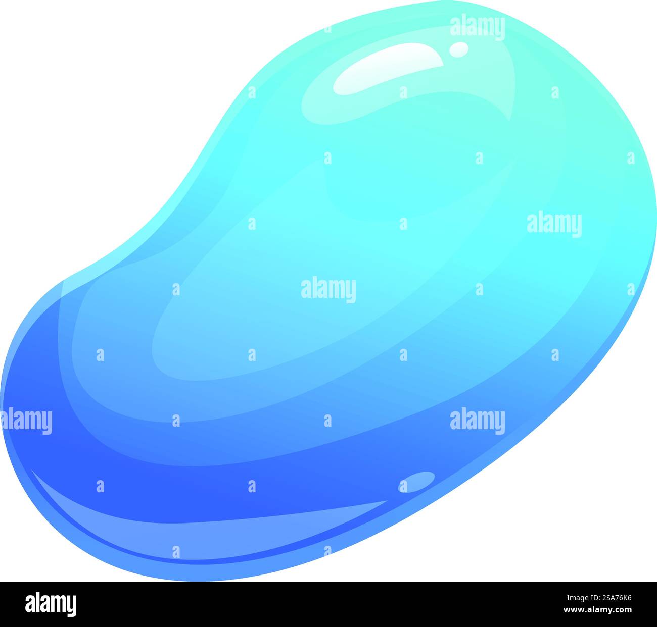 Glossy jelly bean candy with shiny surface is lying on white background ...