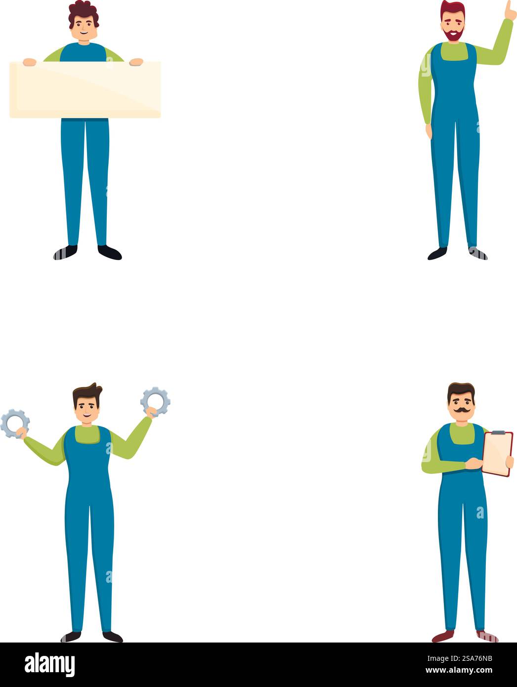 Car maintenance icons set cartoon vector. Auto mechanic character ...