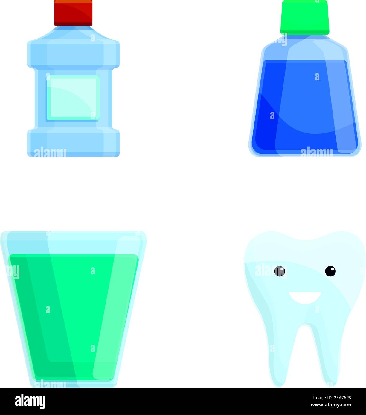 Mouth wash icons set cartoon vector. Mint liquid for rinsing mouth ...