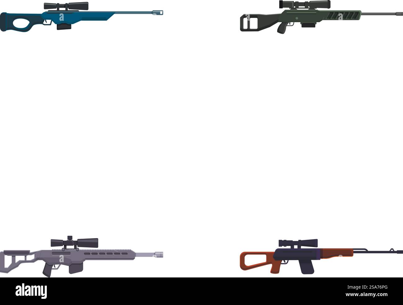 Hunting rifle icons set cartoon vector. Sniper firearm and hunter ...