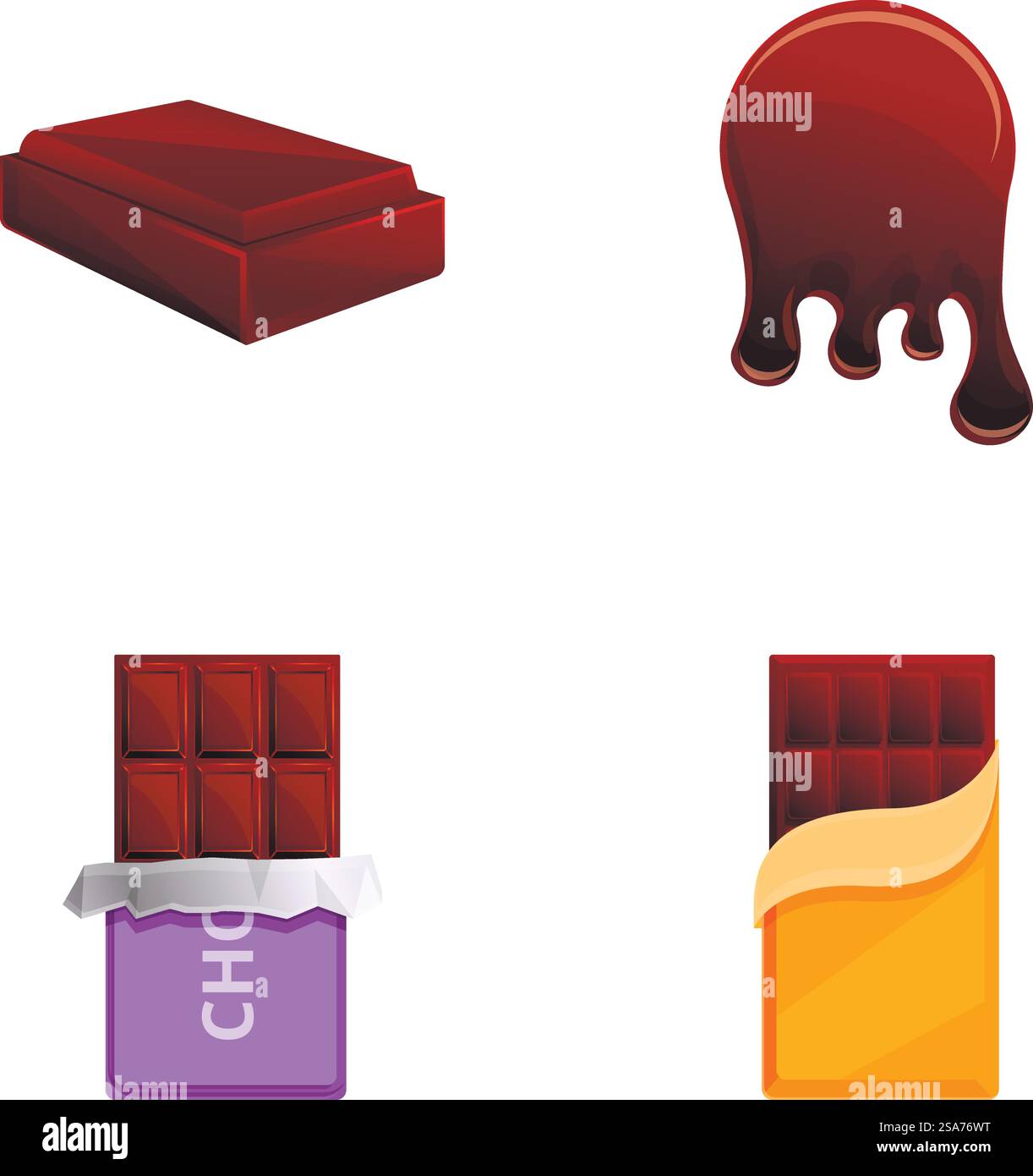 Dark chocolate icons set cartoon vector. Various dark chocolate bar ...
