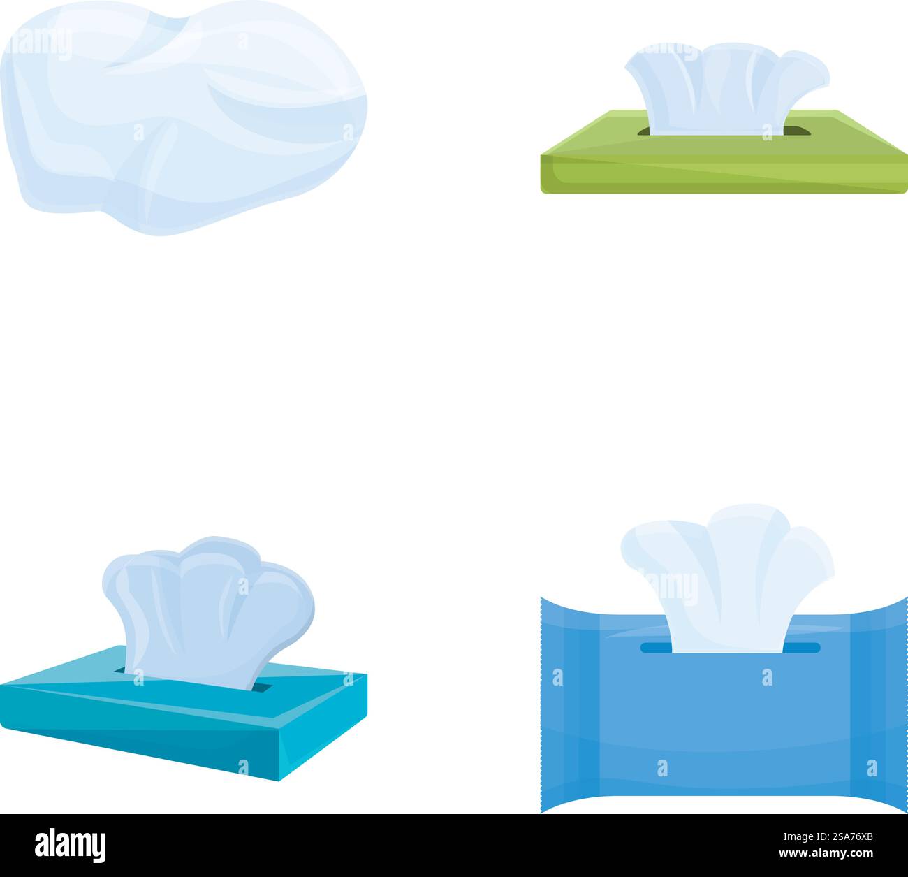 Various napkin icons set cartoon vector. Wet and dry napkin in box ...