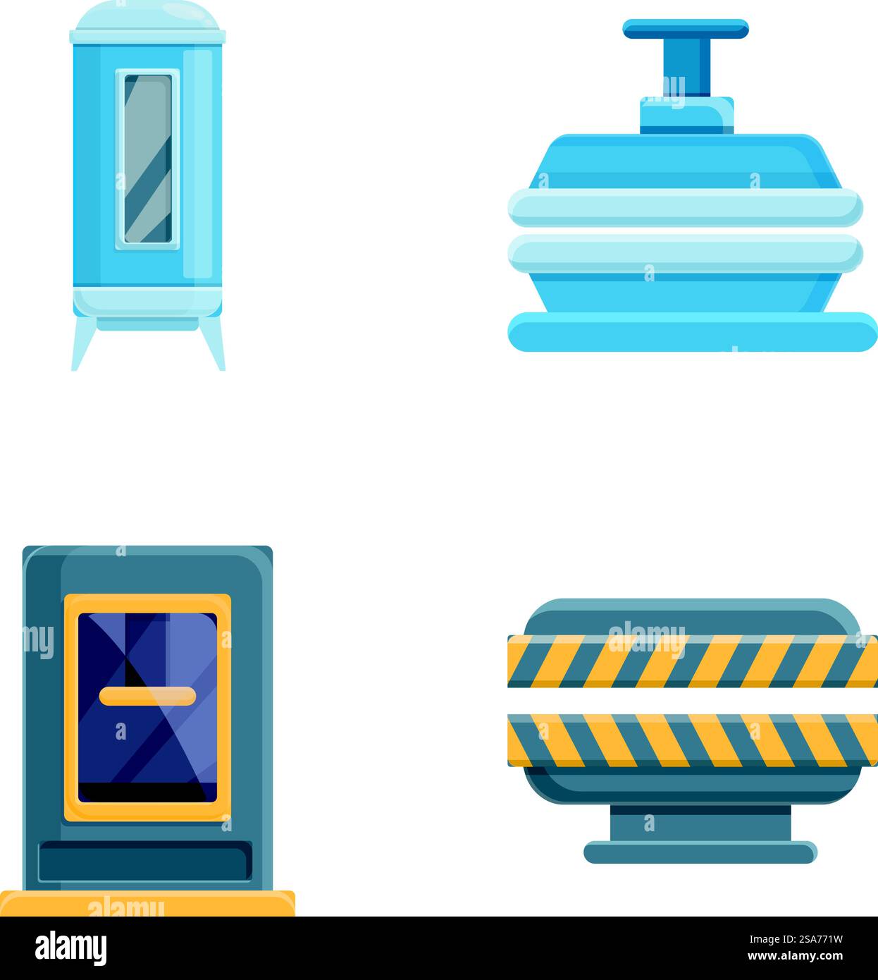 Industrial press icons set cartoon vector. Automatic press form machine ...