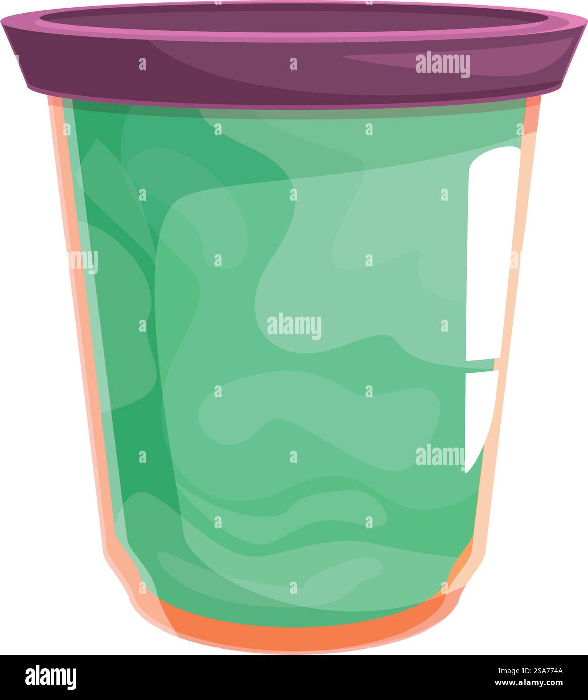 Plastic cup full of green slime being filled from science experiment ...