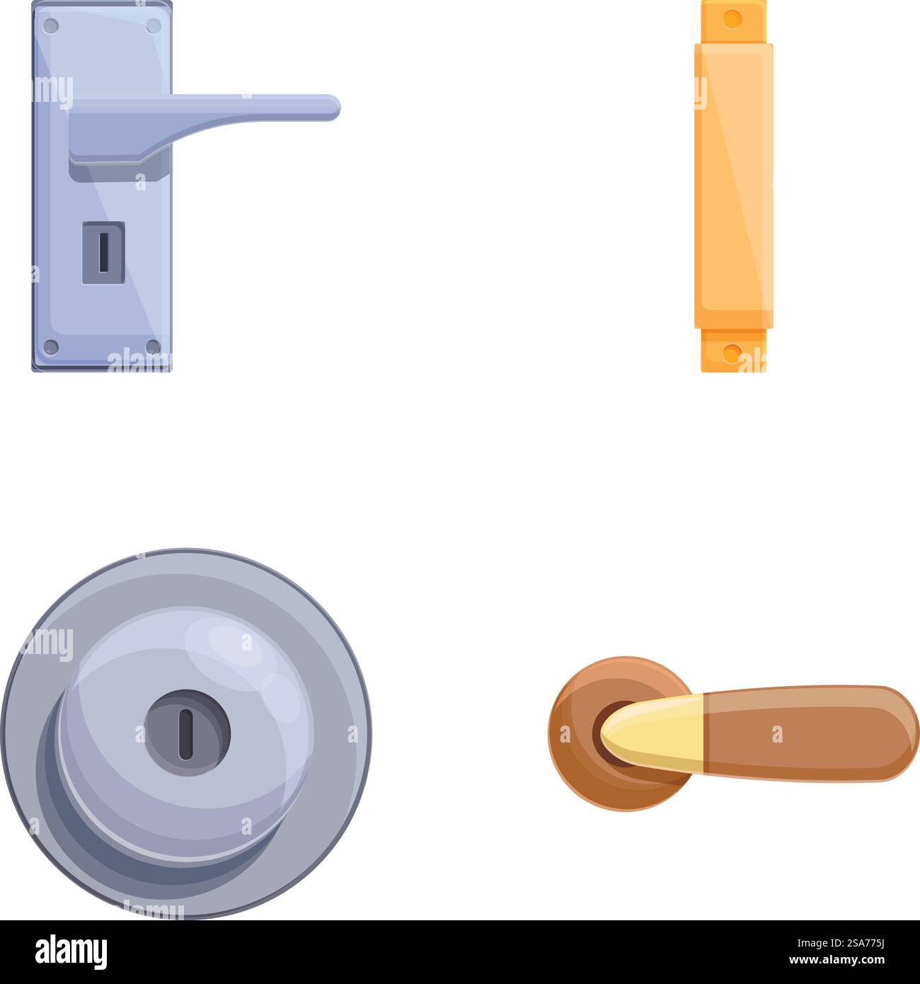 Furniture handle icons set cartoon vector. Handle for entrance and ...