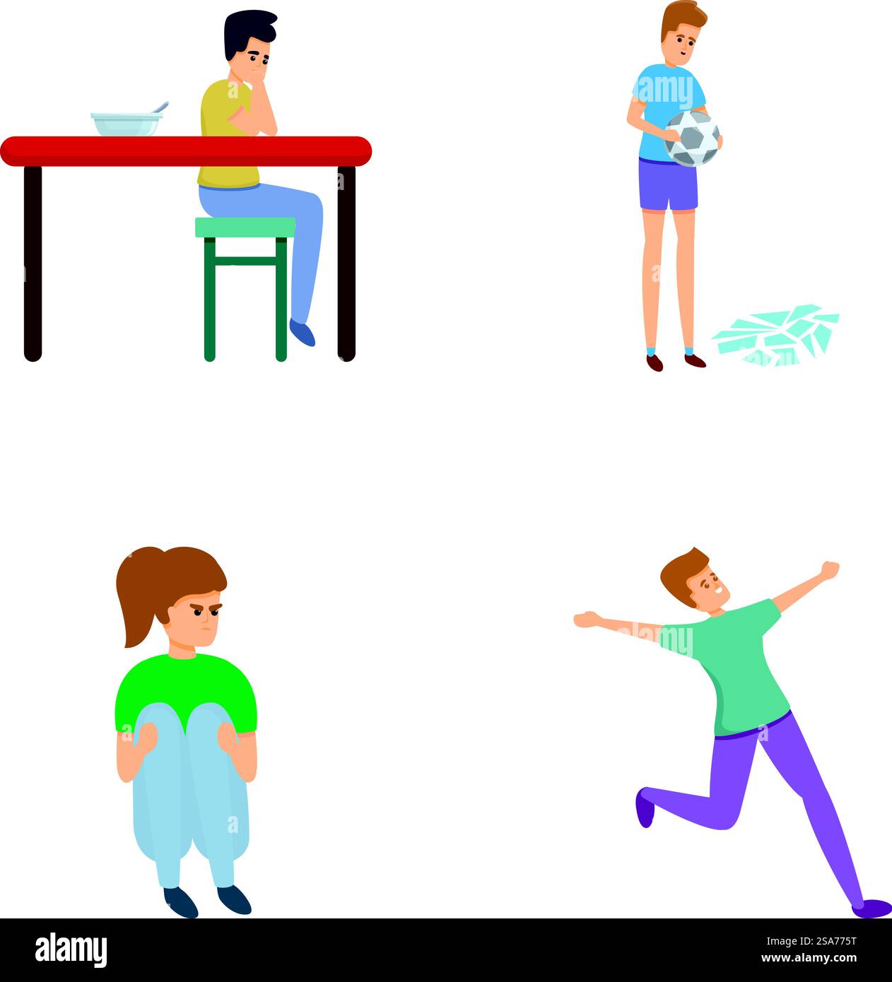 Bad luck icons set cartoon vector. Case of physical trauma. Misfortune ...