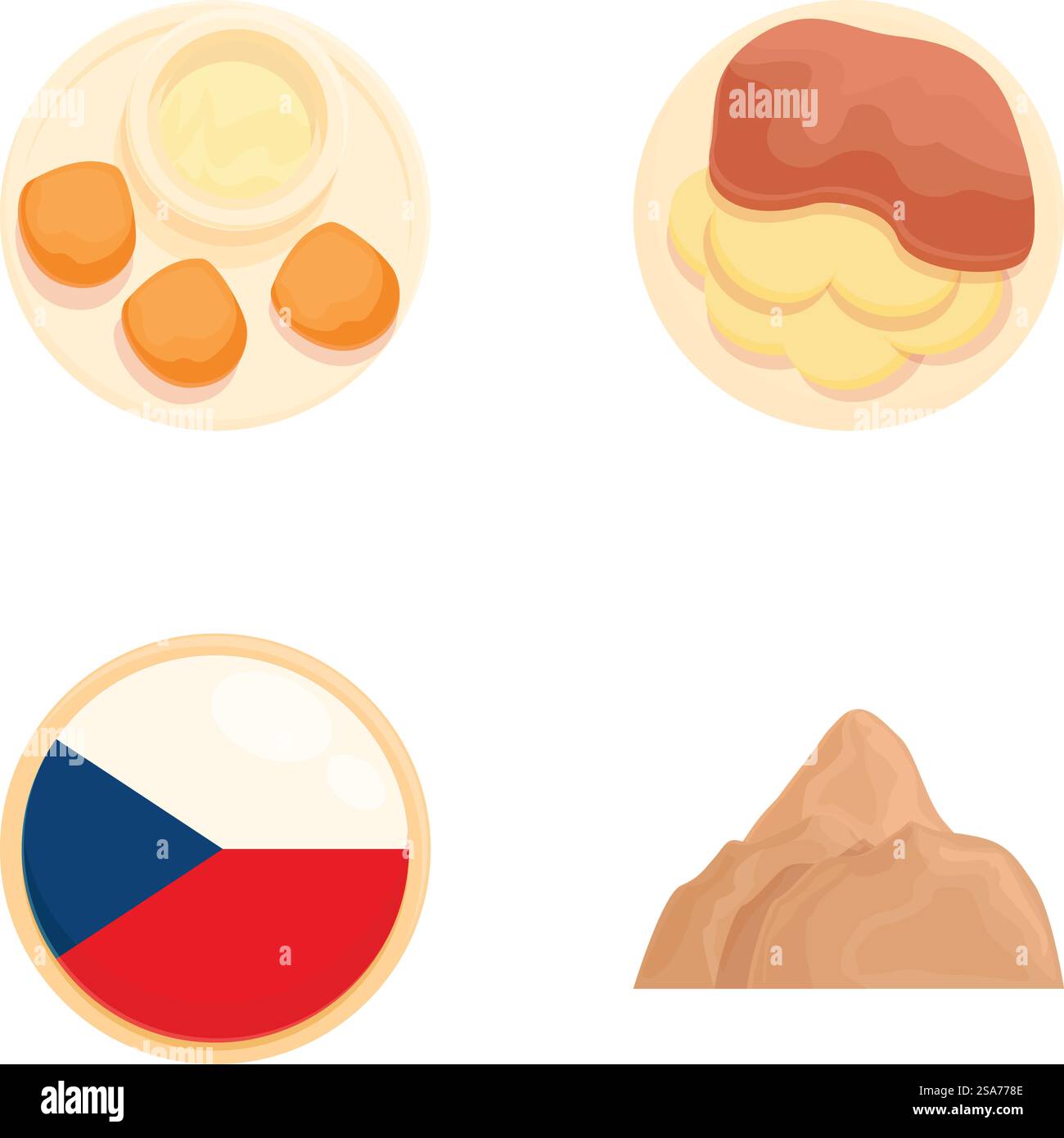 Czech cuisine icons set cartoon vector. Traditional food of czech ...