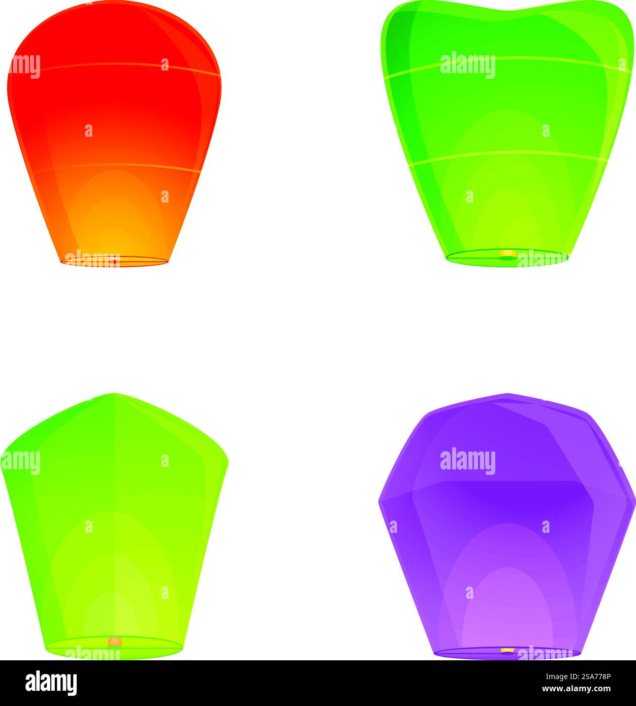 Chinese lantern icons set cartoon vector. Various colorful sky lantern ...