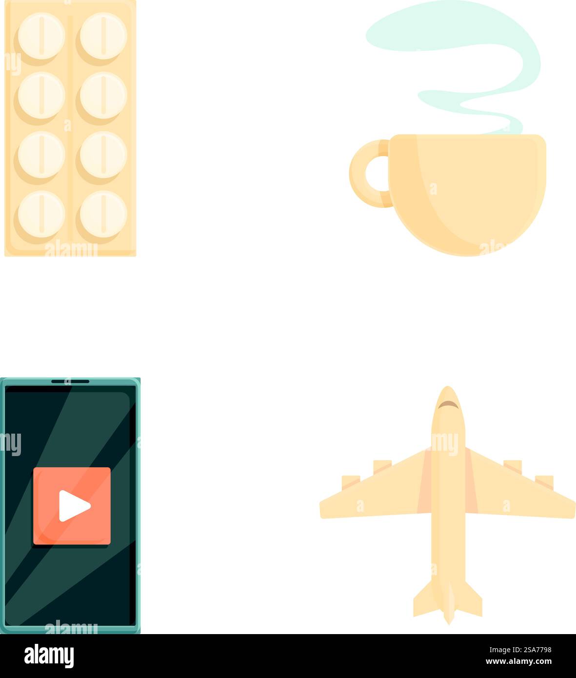 Insomnia reason icons set cartoon vector coffee hi-res stock ...