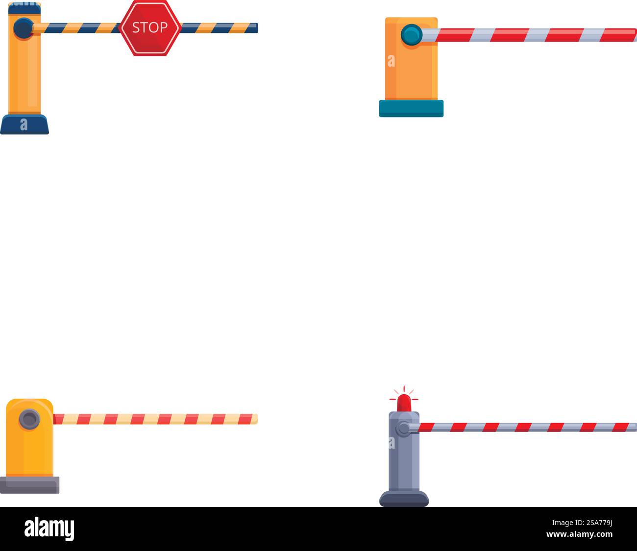 Railway crossing icons set cartoon vector. Open and closed railroad ...