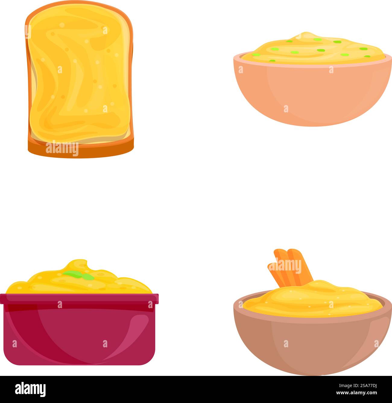 Colorful set of vector illustrations featuring cartoonstyle dips and ...