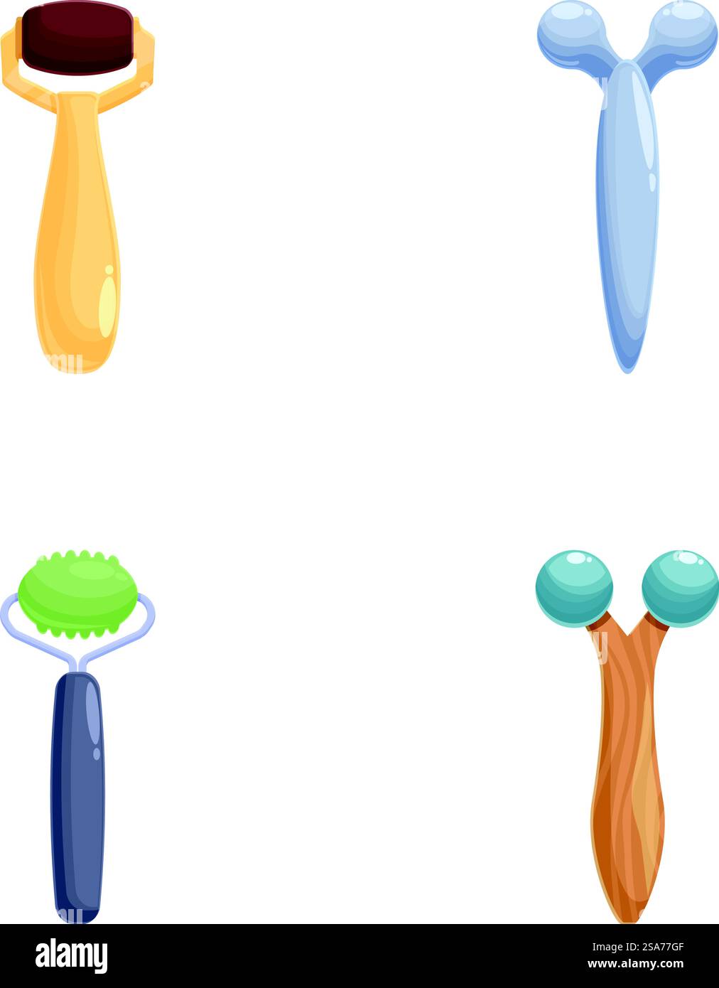 Vibrant cartoon illustration set of various razor blade designs for ...