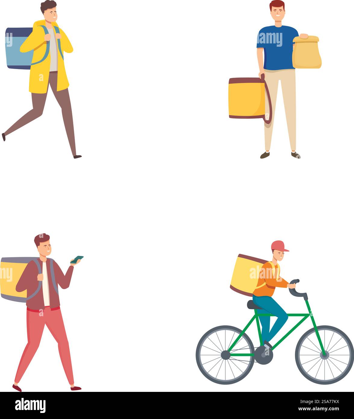 Collection of four vectors depicting different modes of delivery personnel hi-res stock ...