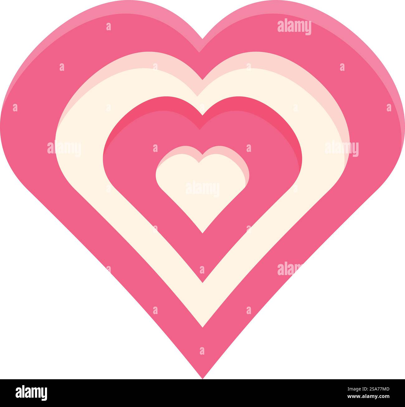 Pink heart representing love and affection with concentric shapes for ...