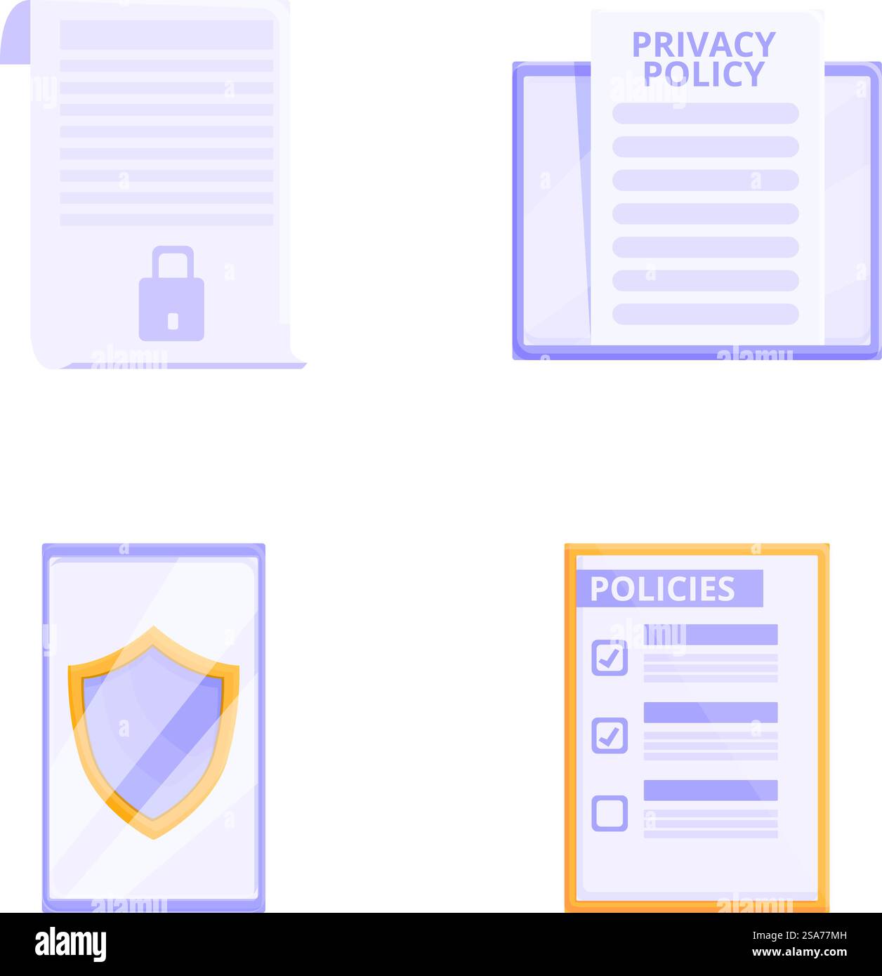 Privacy symbol icons set cartoon vector. Gdpr safety. Europe standard ...