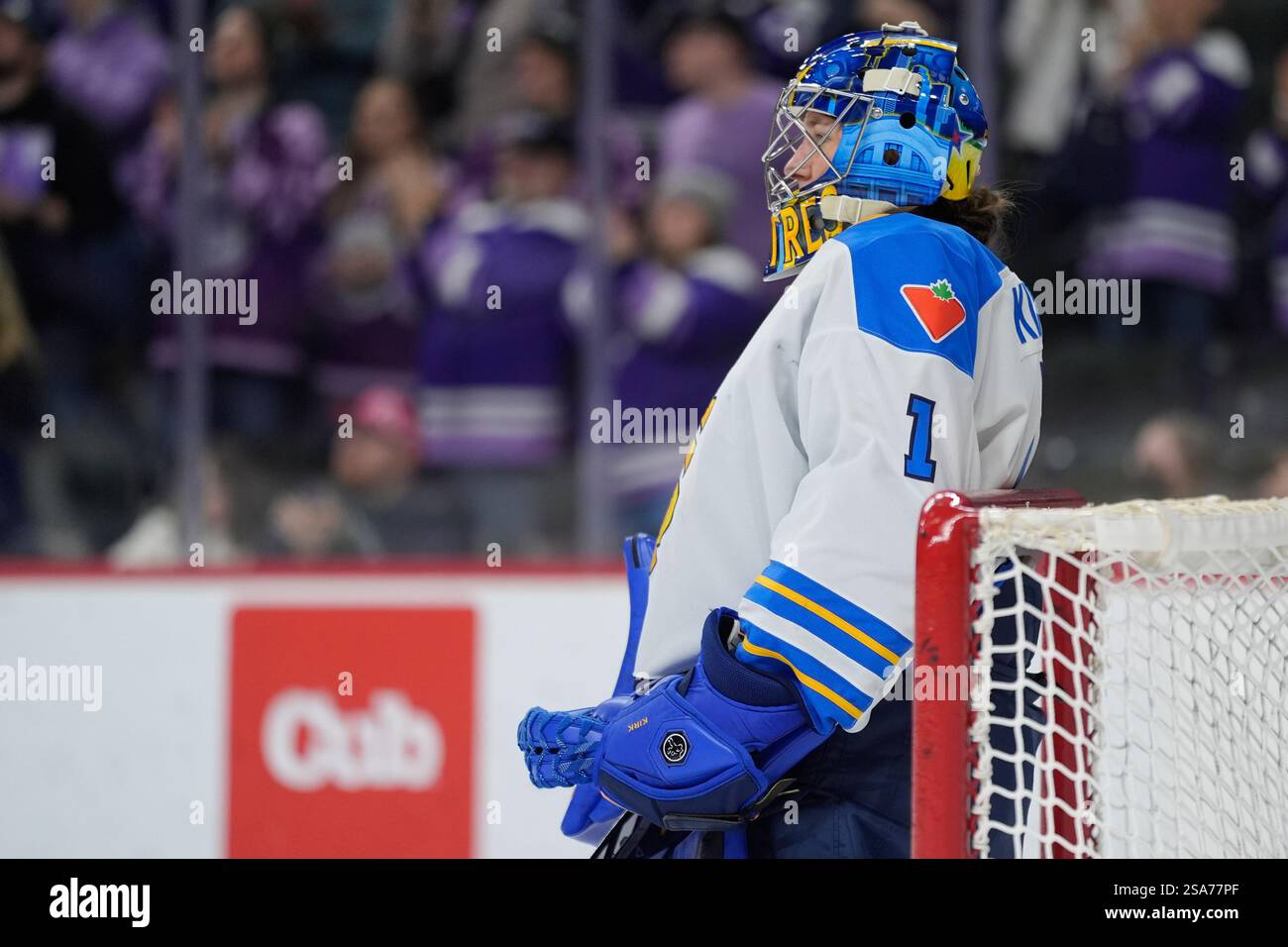 Toronto Sceptres goaltender Raygan Kirk (1) reacts after a goal scored ...
