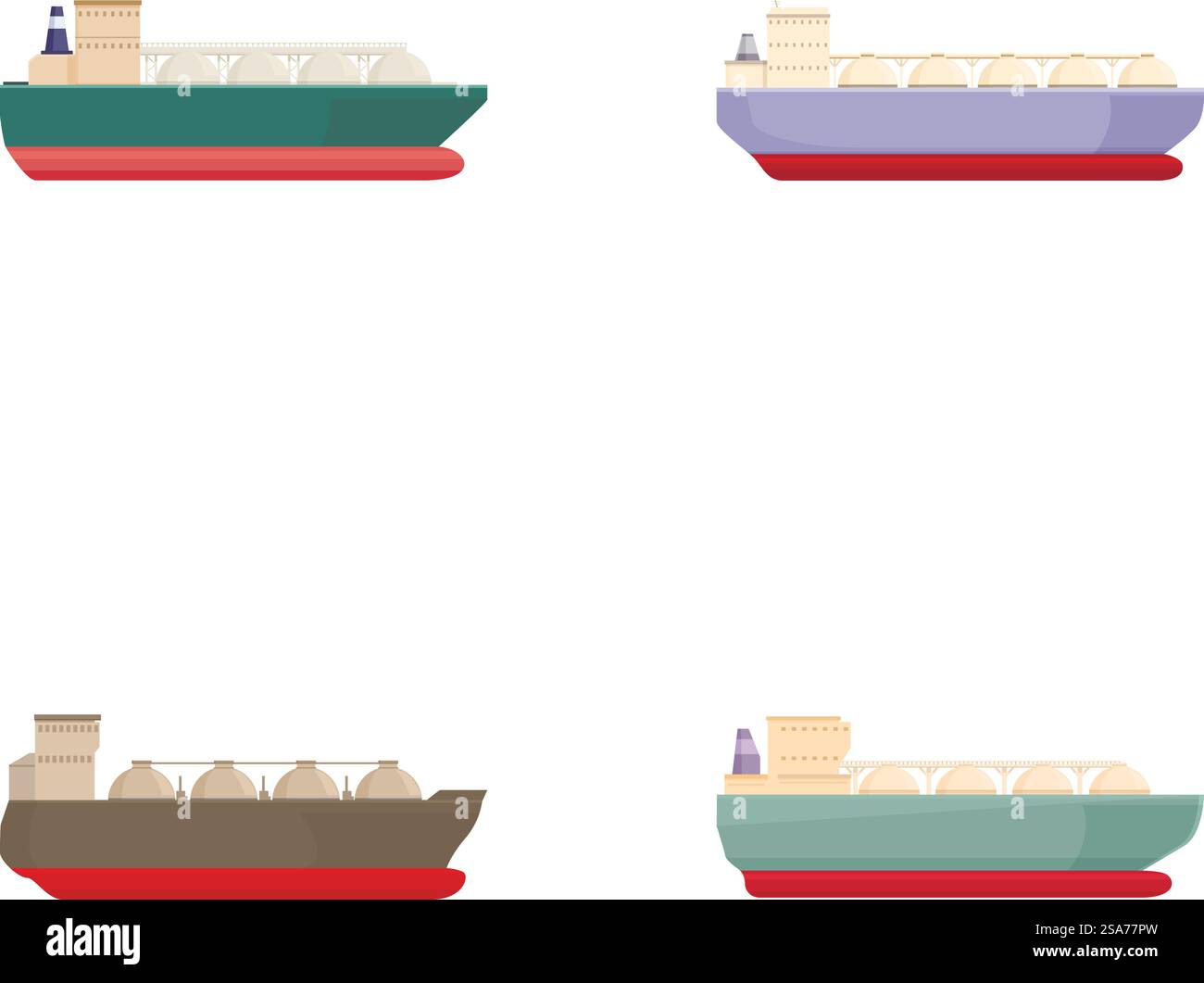 Four colorful vector illustrations of cargo ships isolated on white ...