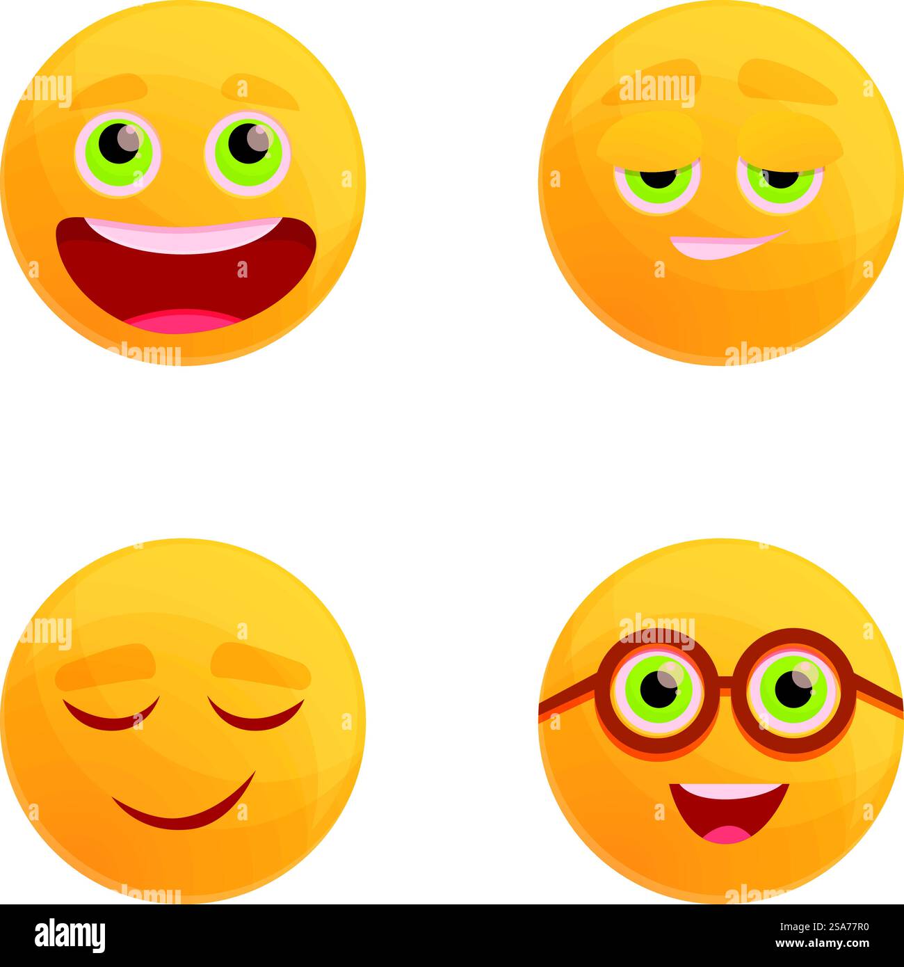 Facial expression icons set cartoon vector. Smiley with different ...